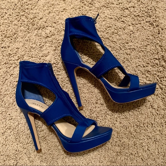 Shoe Dazzle | Shoes | Royal Blue Zip Front Heels | Poshmark